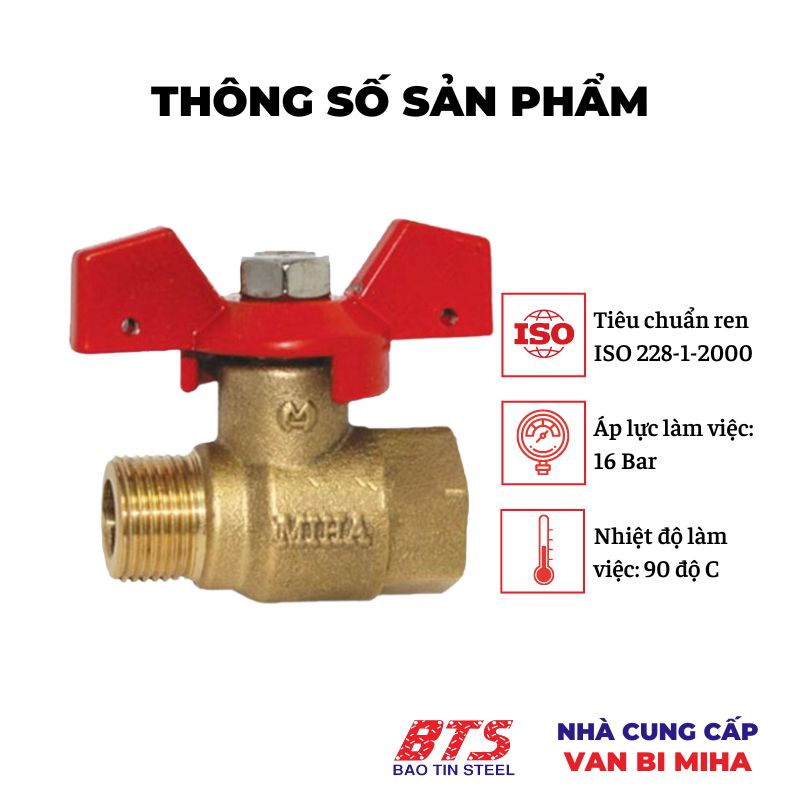 Các loại van đồng ren MIHA thông dụng - Van công nghiệp Bảo Tín